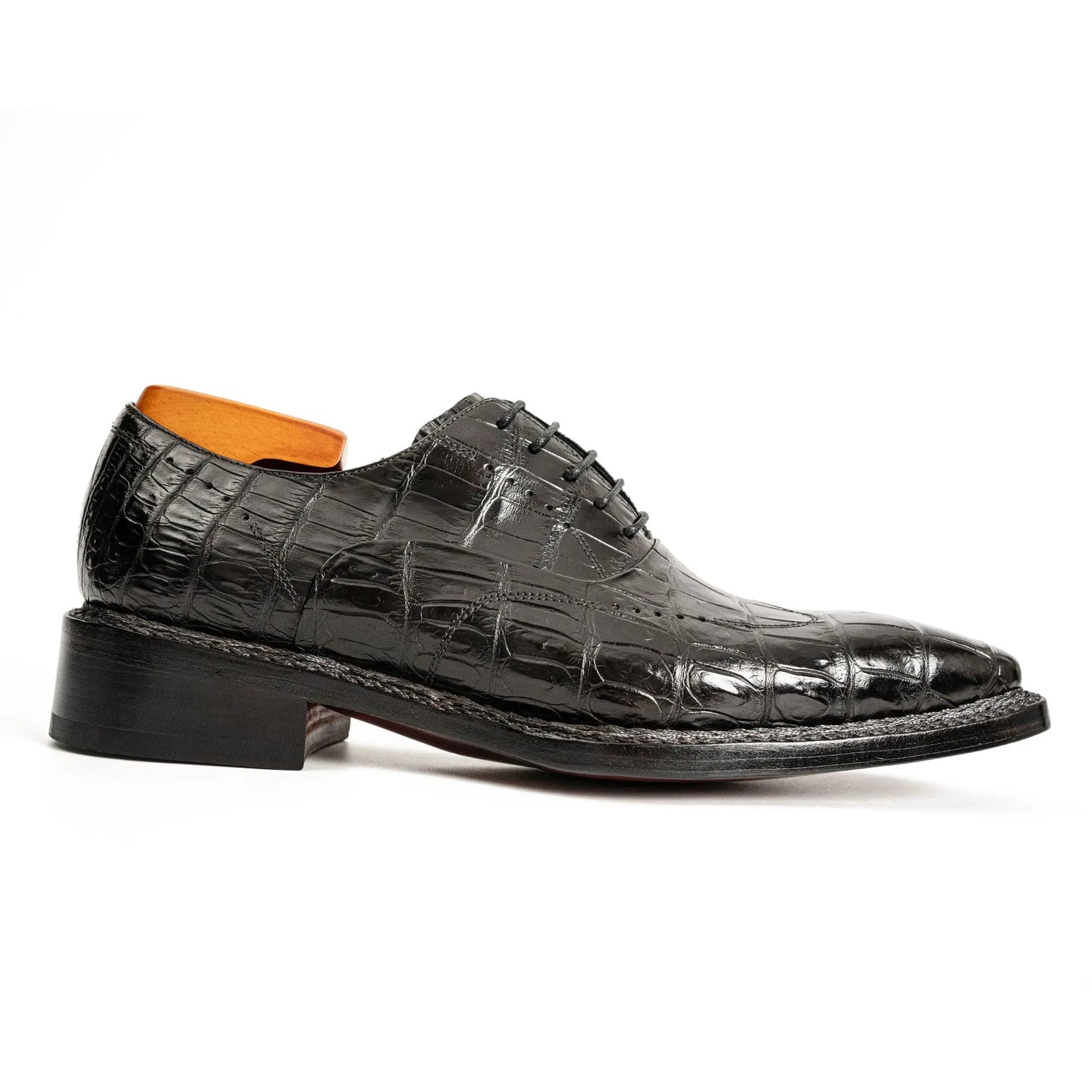Genuine Black Alligator Leather Oxford Shoes with Norwegian Stitched ...