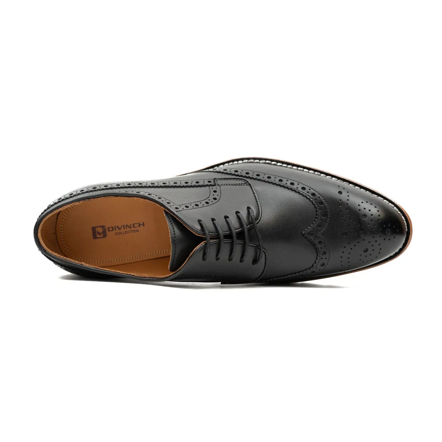 Men’s Black Calfskin Brogue Derby with Lug Sole – Divinch