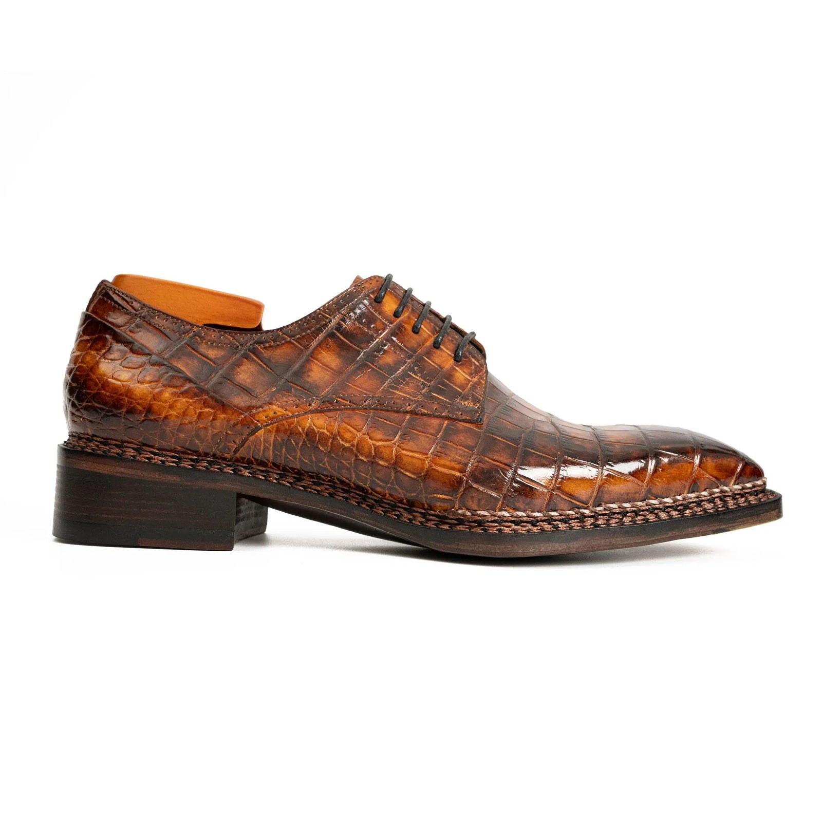 Handmade Brown Crocodile Leather Shoes | Norwegian Stitch | Men's ...