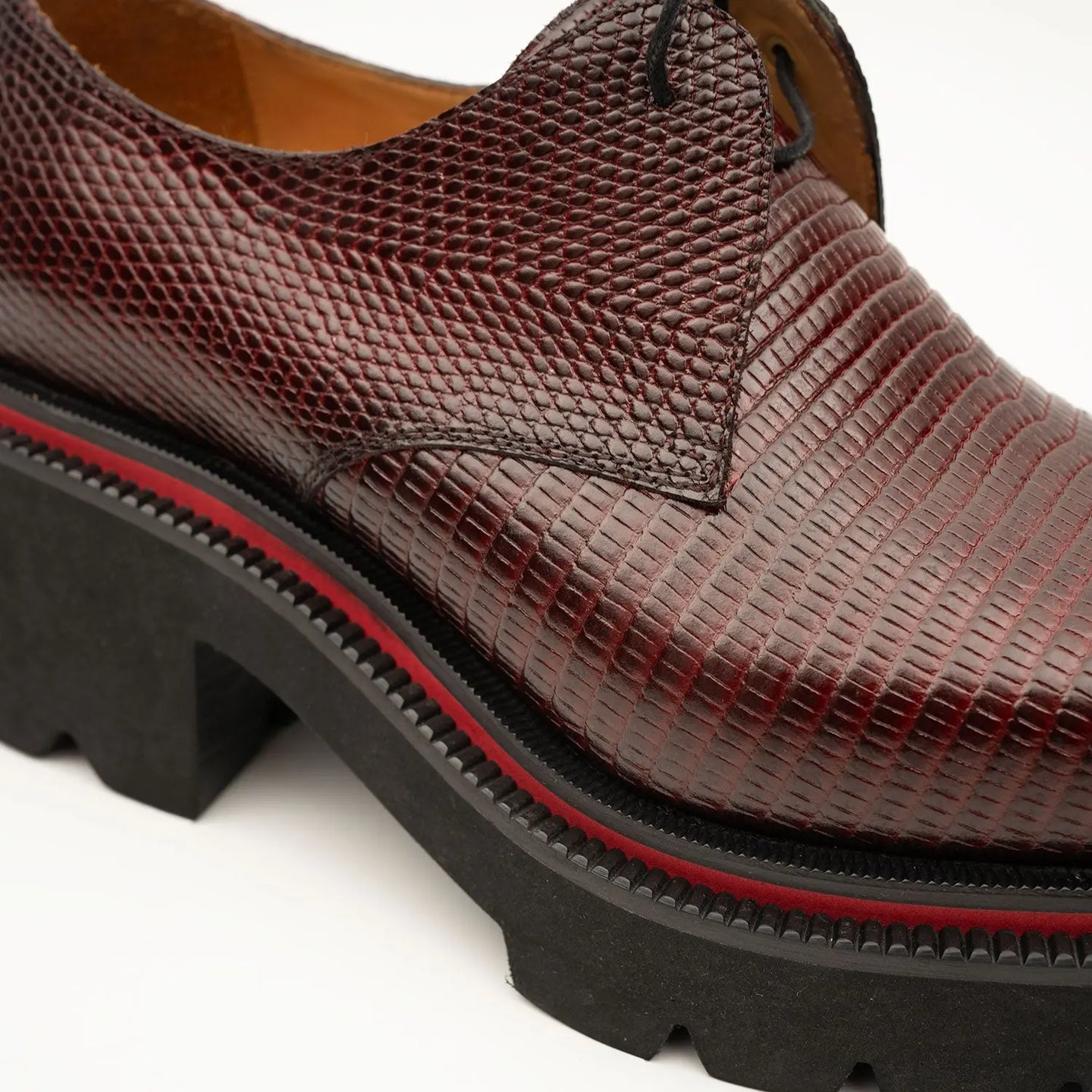 Burgundy Textured Derby Shoes with Elevated Lug Sole Design – Divinch