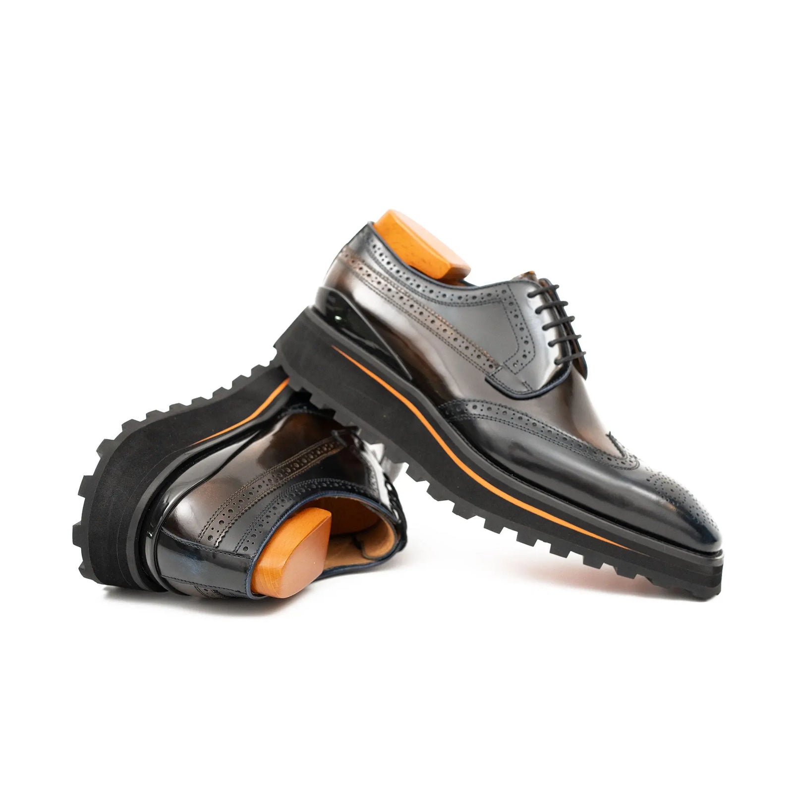 Patent leather shoes Platform brogues Blue - Divinch